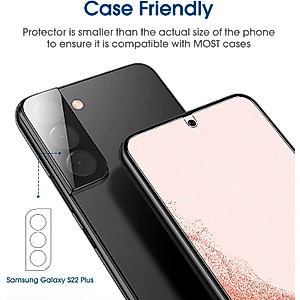 amFilm OneTouch Screen Protector for Samsung Galaxy S22 Plus 6.6 inch, Samsung Galaxy S22 + 6.6 inch, 9H Hardness with Camera Lens Protector, Bubble Free, Tempered Glass, 2 Pack