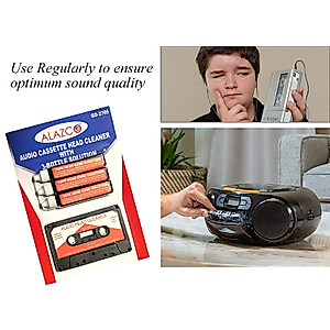 Audio Tape Cassette Head Cleaner w/ 3 Cleaning Fluids Care Wet Maintenance Kit by Alazco