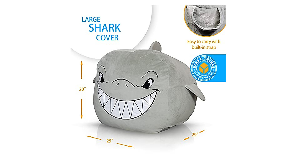 Shark Bean Bag Chair Cover for Kids - Fluffy Comfort