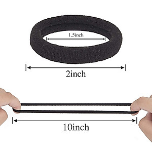 XIMA 60pcs Nylon Elastic Hair Ties Hair Ties Bands Rope No Crease Elastic Fabric Large Stretch Ponytail Holders (60pcs-Black(HT007-20))