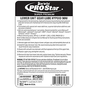 STAR BRITE Hypoid 90W Lower Unit Gear Lube - Ultimate Marine Grade Lubricant for Outboard Motors & Stern Drives - 32 OZ (027132)