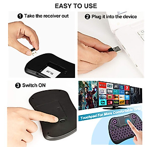 PONYBRO (Newest Version) Backlit Mini Wireless Keyboard with Touchpad Mouse Combo QWERTY Keypad,Rechargeable Handheld Keyboard Remote for Smart TV,Android TV Box,Xbox,Raspberry Pi,PC