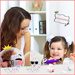 Reengull Nano Tape Bubble Kit - 9.8ft x 1.97” Nano Tape Kit with Balloon Pump and Color Sequin Bags, Clear Nano Tape Bubbles Super Elastic Nano Tape Squishy Kit for Kids Girls DIY (9.8 FT x 1.97 in)