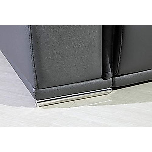 Blackjack Furniture Venice 7 Piece Italian Leather Sectional Sofa with 3-Power Recliners, Adjustable Headrest, Lumbar Support, USB and Wireless Charging Station, Extra Large Storage, 1 Console, Gray