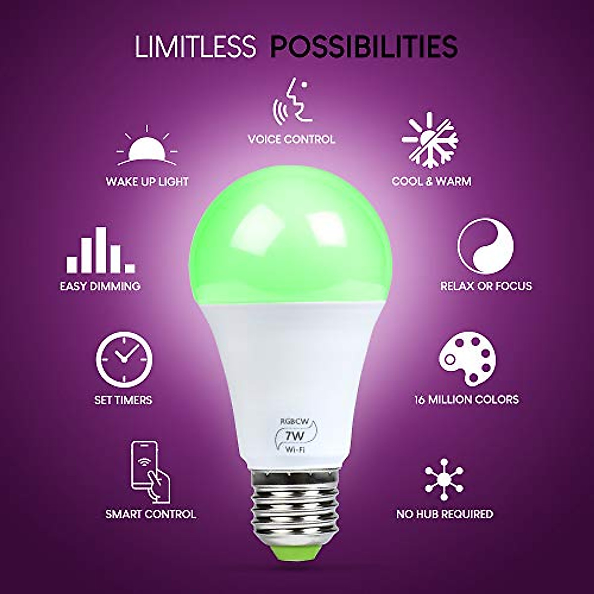 Flux WiFi Smart LED Light Bulb - Compatible with Alexa, Google Home Assistant & IFTTT - Smartphone Controlled Multicolored Color Changing Lights - Sunrise Wake Up Light & Dimmable Night Light