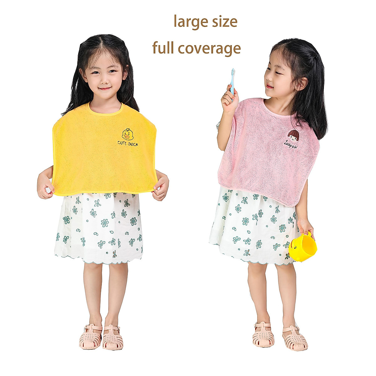 RAXIFU 3 Pack Bibs for Baby Girls or Boys, Toddler Bibs for Feeding Teething Drooling, The Size 16 "x20 Face Towel Multifunctional for 3-6 Years kids