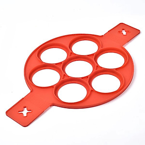 SPCCL Pancake mold maker 2pcs, Silicone pancake molds, Pancake Mold, Non Stick Pancake Maker, RoundHeart pancake mold, 7 Cavity, with 1 Silicone Brush, for MuffinPancakeEggs