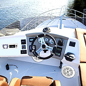 Pyle Marine Receiver & Speaker Kit - In-Dash LCD Digital Stereo Built-in Bluetooth & Microphone w/ AM FM Radio System 5.25’’ Waterproof Speakers (2) MP3/USB/SD Readers & Remote Control - PLMRKT36WT