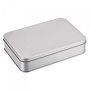 uxcell Metal Tin Box, 6.3" x 4.33" x 1.38" Rectangular Empty Tinplate Containers with Lids, Silver Tone, for Home Organizer, Candles, Gifts, Car Keys, Crafts Storage