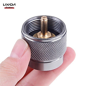 Lixada Camping Stove Adapter 1LB Propane Small Tank Input EN417 Lindal Valve Output/Propane Gas Tank Conversion Head Backpacking Stove Convert Connector, Silver
