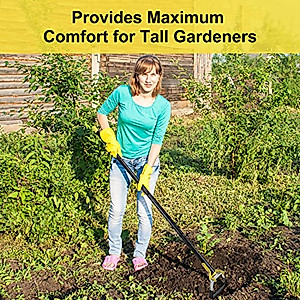 Hoe Garden Tool, 62Inch Weeding Loop Stirrup Hoe Tools for Garden, Scuffle Garden Hula Hoes with Adjustable Stainless Steel Long Handle for Weeding and Loosening Soil-Black