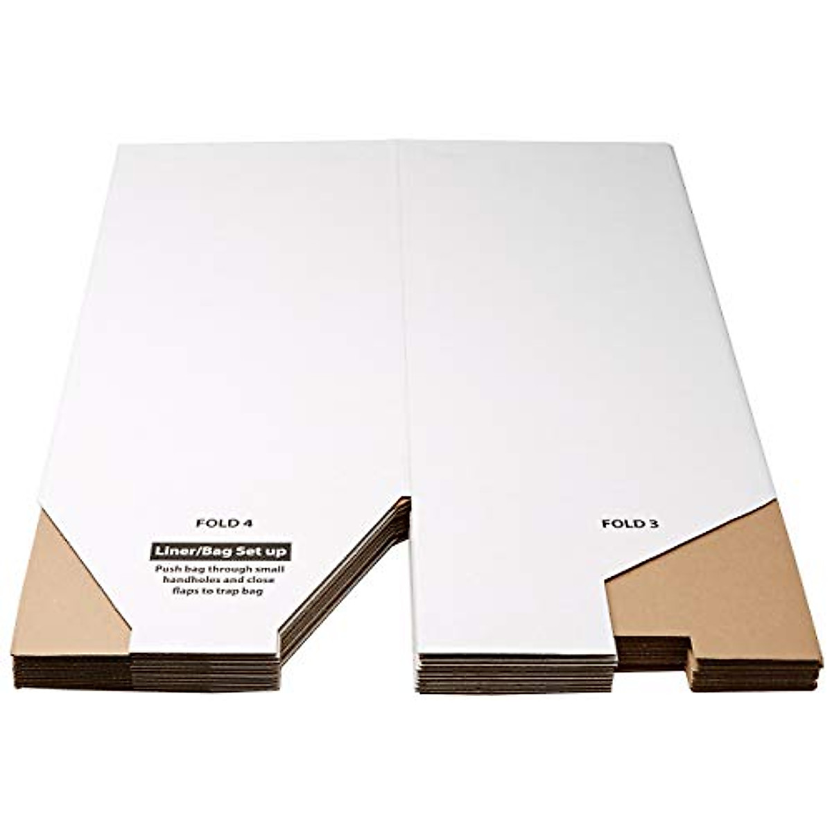 One Earth Disposable and Reusable Corrugated Cardboard Trash Cans- Bundle of 10 Self Locking Trash Boxes (White) + 20 Trash Bags: 40 Gallons