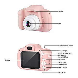 Dartwood 1080p Digital Camera for Kids with 2.0” Color Display Screen & Micro-SD Card Slot for Children - 32GB SD Card Included (Pink)