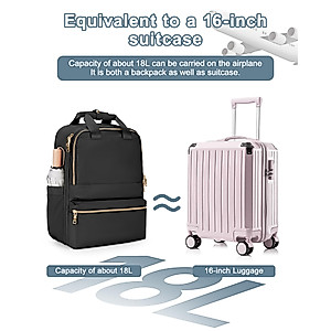 CADOLIM Large Travel Backpack Carry On Flight Approved Black Backpack For Travel Backpacks Waterproof Personal Item Backpack Travel Bag For Women Mens Mochila De Viaje Traveling Backpack