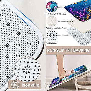 Mermaid Bathroom Sets with Shower Curtain and Rugs and Accessories, Kids Sea Shower Curtain Sets, Girl Princess Beauty Shower Curtains for The Bathroom, Ocean Underwater World Bathroom Decor 4 Pcs