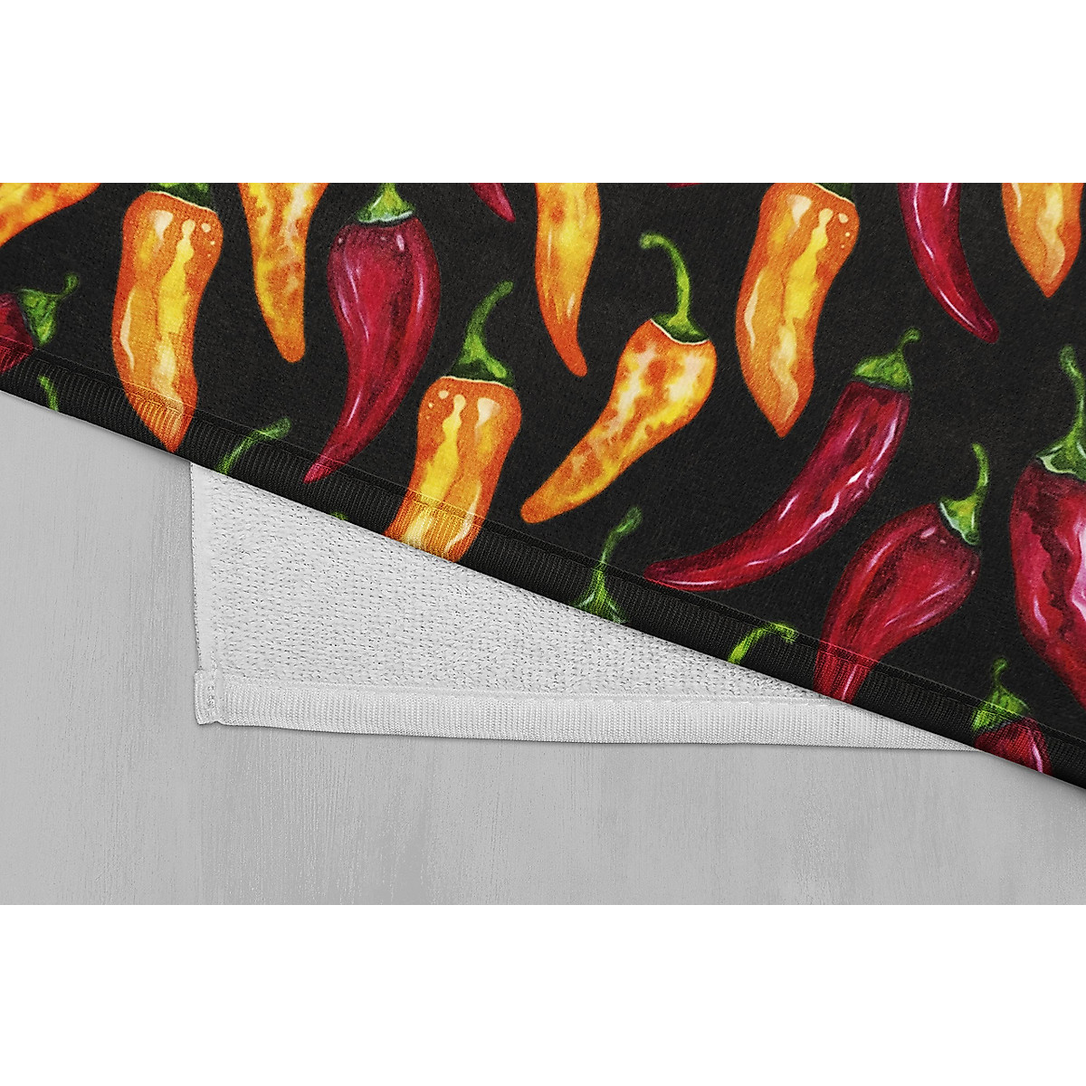Chili Pepper Print Hand Towel - Kitchen Towel - Bathroom Hand Towel - Cotton Terry Cloth - 15"x25"