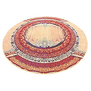 Unique Loom Estrella Collection Rustic, Distressed, Modern, Abstract Area Rug, 8 ft, Orange/Black