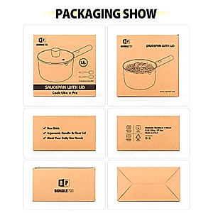 1.8 Quart Saucepan Set with Lid, Nonstick Small Sauce Pot, Induction Compatible Aluminum Cooking Pots with Silicone Spatulas for Pasta, Egg, Rice, Milk, Soup