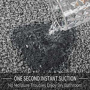 Yimobra Bathroom Rugs, Extra Soft Comfortable Bath Rugs, Non-Slip, Water Absorbent and Thick Bathroom Floor Mat, Machine Washine, Shaggy Rugs for Shower Bathtubs, 24"x17", Pure Grey