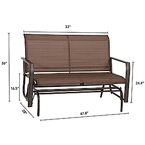 Kozyard Cozy Two Rocking Love Seats Glider Swing Bench/Rocker for Patio, Yard with Textilence Seats and Sturdy Frame (Tan)