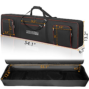 AKOZLIN 88 Keys Electric Piano Keyboard Gig Bag with Adjustable Straps and 5-Pocket for Keyboard Accessaries,Slim 88 Key Keyboard Case Interior:54.1"x13.18"x6.69"