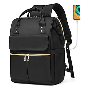 seyfocnia Laptop Backpack for Men,15.6 Inch Computer Bags for Laptops for Men Travel Backpack Purse Nurse Teacher Backpack College Work Bags Waterproof Laptop Backpack for Women with USB Port,Black