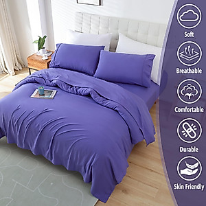 Twin Size Sheet Set - Luxury Soft Comfy Bed Sheets, Breathable Cooling Hotel Bedding for Women, Men, Teens, Extra Deep Pocket, Easy-Fit, Oeko-Tex, Wrinkle Free 3 Piece - Peri Purple