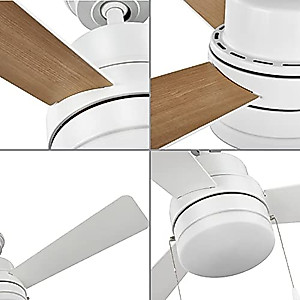 Progress Lighting P250076-028-WB Trevina V 3-Blade Modern Indoor Ceiling Fan Satin White with Light Kit and White Opal Shade