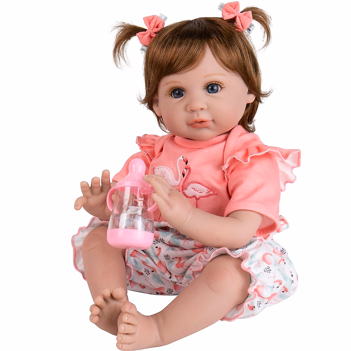 Aori Reborn Baby Girl Doll,22 in Realistic Newborn Baby Dolls,Adorable Lifelike Babies,Weighted Reborn Toddler with Flamingo Toy Gifts Set for Kids 3 Year Old