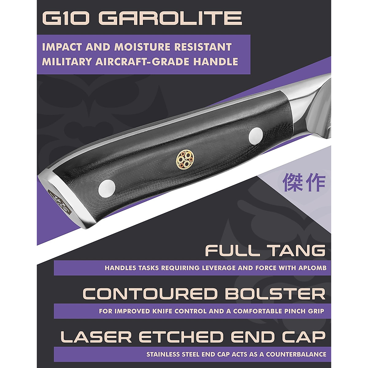 KESSAKU Carving Knife - 12 inch - Damascus Dynasty Series - Razor Sharp - Granton Edge - Forged 67-Layer Japanese AUS-10V High Carbon Stainless Steel - G10 Garolite Handle with Blade Guard