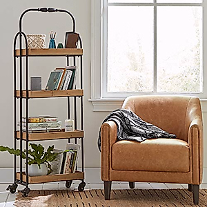 Amazon Brand – Stone & Beam Grover Modern Living Room Accent Chair, 30"W, Cognac Leather