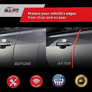 All-Fit Automotive Car Door Edge Protector – Universal DIY Edge Trim to Prevent Scratches & Dings – Flexible Adhesive Molding Trim for Cars, Trucks & SUVs (10 Ft)