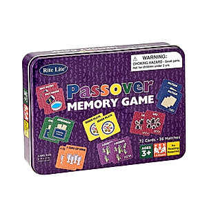 Passover Memory Game by Rite Lite | Passover Gifts Jewish Pesach Seder Holiday Party Favors | Match the Most Cards & Win! Collectible Tin 72 Cards