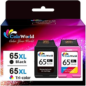 High Yield for HP Ink 65 HP65 65XL Ink Cartridges Combo Pack Black Color Fit for Envy 5055 5052 5000 5012 5010 DeskJet 2600 2622 3723 3755 3758 2624 3730 Printer