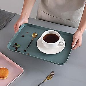 LtyTz 3 Pack 8 x 12 Inch Plastic Tray Blue - Restaurant Grade Non-Slip Tray Excellent for Weddings, Buffets, Birthday, Coffee Table, Kitchen & More