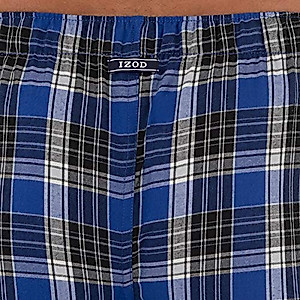 IZOD Men's Poly-Rayon Yarn-dye Woven Sleep Pant Pajama Bottom, Blue Plaid, Large
