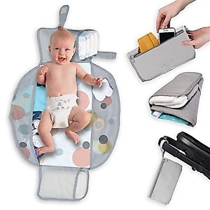 Lulyboo Portable Diaper Changing Pad - Diaper Changer Travel Bag & Baby Changing Pad, Foldable Baby Changing Mat, Portable Changing Pad for Baby Gift - Changing Station, Baby Registry Search - Bubble
