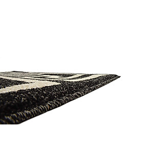 Unique Loom Athens Collection Classic Geometric Modern Border Design Area Rug, 2 ft 7 in x 10 ft, Black/Beige