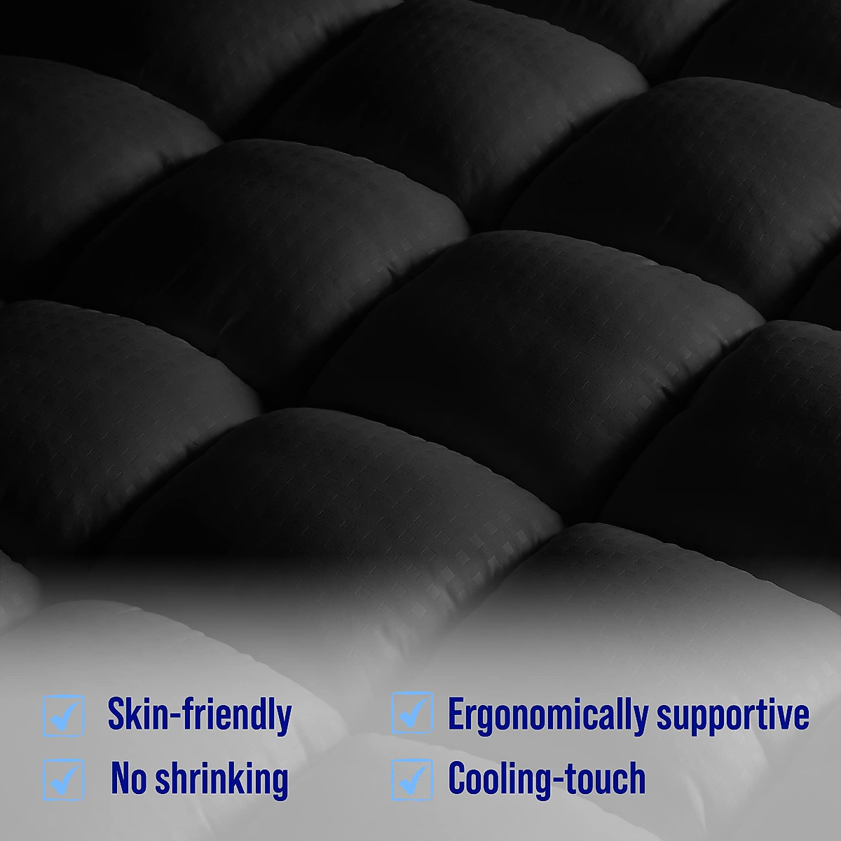 HYLEORY Full XL Size Mattress Topper for Back Pain, Extra Thick Cooling Mattress Pad Cover, Down Alternative Overfilled Plush Pillow Top with 8-21 Inch Deep Pocket, Black