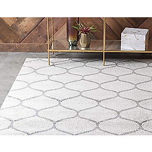 Unique Loom Trellis Frieze Collection Area Rug - Rounded (5' 1" x 8', Ivory/ Gray)