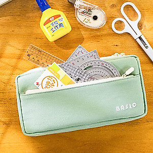 iSuperb Big Capacity Pencil Case Large Pencil Pouch Passport Bag Zipper Storage Cosmetic Makeup Bag Organizers for Women (Light Blue)