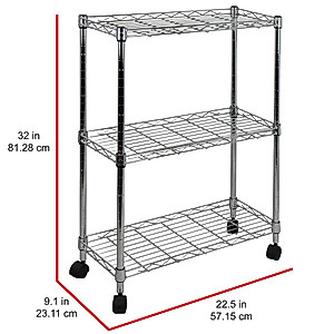 Oceanstar 3-Tier Shelving All-Purpose Utility Cart, Chrome
