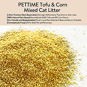 PETTIME Tofu & Corn Litter Large 12lb Dust-Free Clumping Cat Litter Quickly Absorb Cat Odors Pure Natural Toilet Flushable Corn Litter