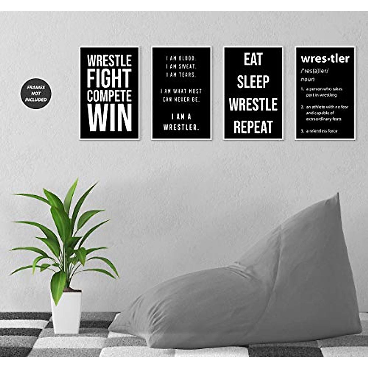 Damdekoli Motivational Wrestling Posters - 11x17 Inches, Set of 4