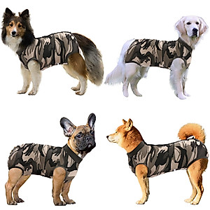 SAWMONG Dog Recovery Suit, Recovery Suit for Dogs After Surgery, Dog Spay Surgical Suit for Female Dogs, Dog Onesie Body Suit for Surgery Male Substitute Dog E-Collar Cone, Camouflage, Large