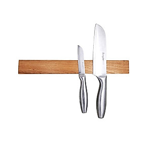 Premium 14inch Magnetic Knife Strip, Wooden Knife Block, Made from Red Cherry Wood, Fit for Kitchen, Workshop, Bar, Wall-Mount,