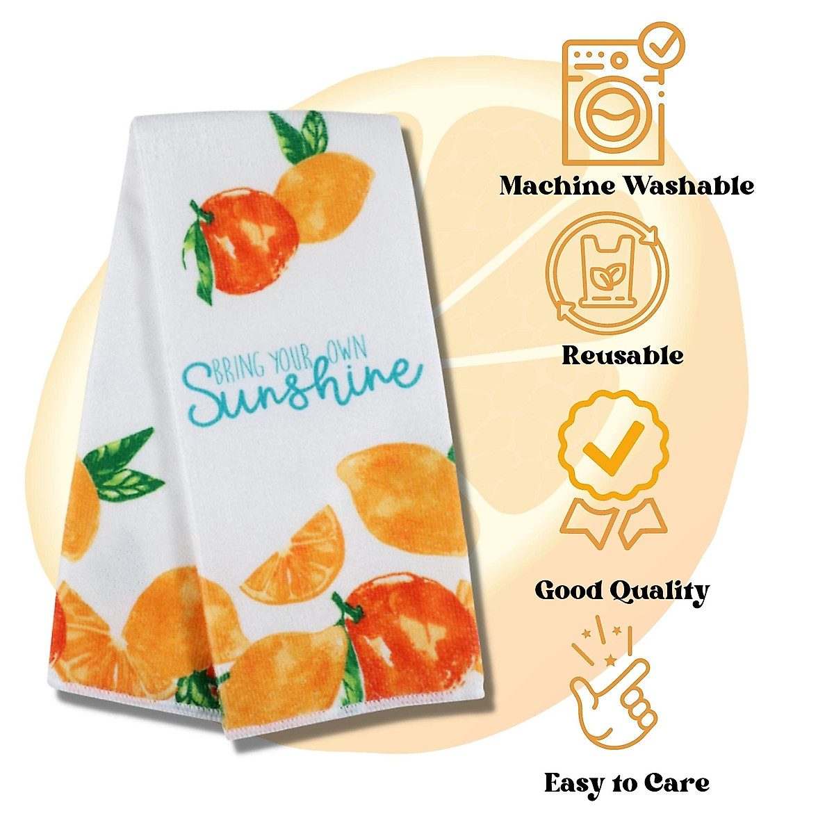 Kitchen Towels Lemon & Watermelon Home Collection 2Pcs Printed Summer Spring Absorbent Tropical Bar Dish Hand Decoration Bathroom Towel 15x25in Drying Soft Feel 100% Polyester Cooking Baking Gifts Set