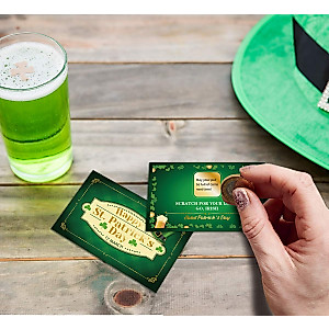 TOIcube 48PCS St.Patrick’s Day Fortune Cards – Shamrock Irish Lucky Scratch Off Games Supplies Activity