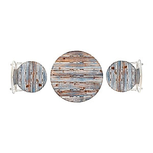 Alpine Corporation Indoor/Outdoor 3-Piece Wood and Metal Bistro Set Table and Folding Chairs Patio Seating