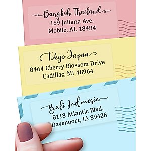 Personalized Return Address Labels Simple - Set of 240 Elegant Custom Mailing Labels for Envelopes, Self Adhesive Flat Sheet Rectangle Personalized Name Stickers (Clear)